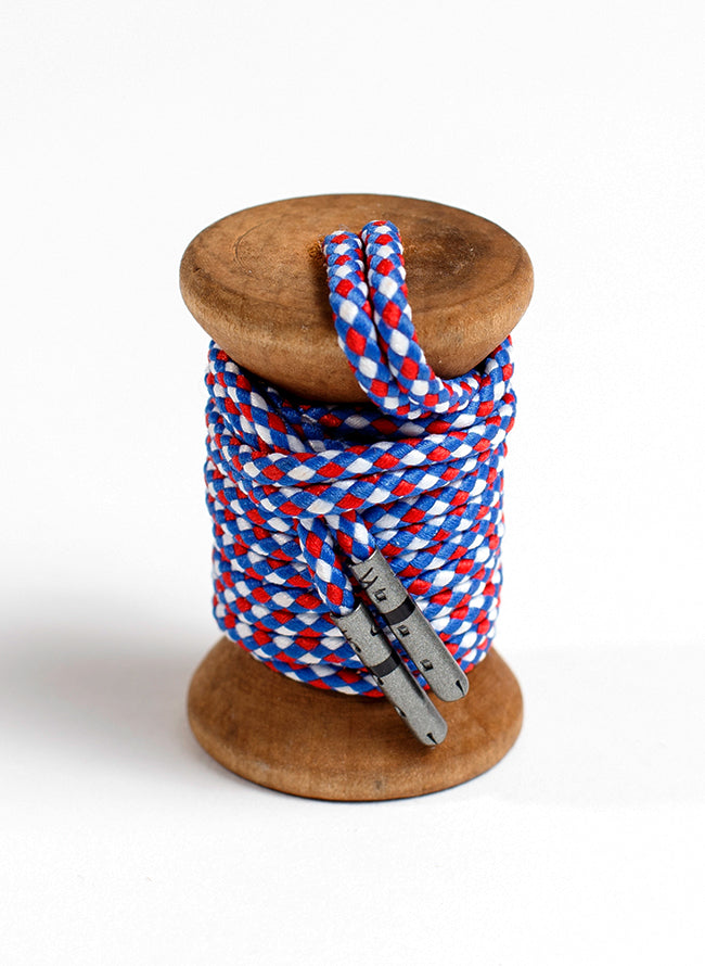 Red, White & Blue Braided Dress Shoelaces w/ Copper Aglets – Whiskers Laces